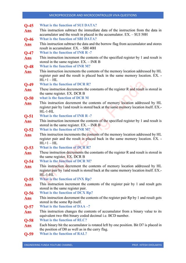 Microprocessor Microcontroller Interview And Viva Questionpdf Programming Languages Computing