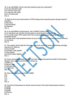 Microprocessor Question and Answer MCQ PDF | PDF