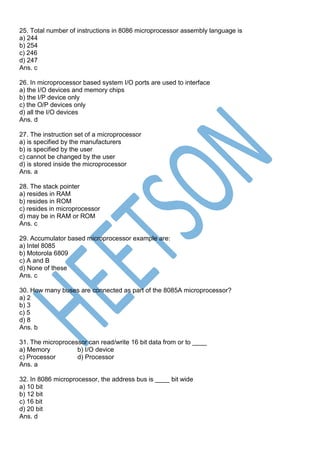 Microprocessor Question and Answer MCQ PDF | PDF