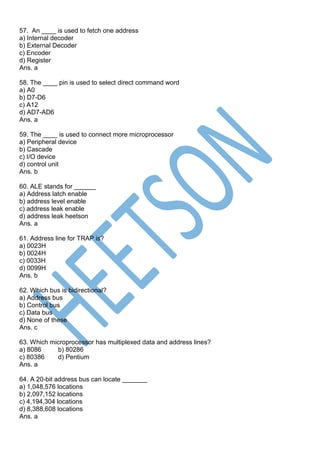 Microprocessor Question and Answer MCQ PDF | PDF