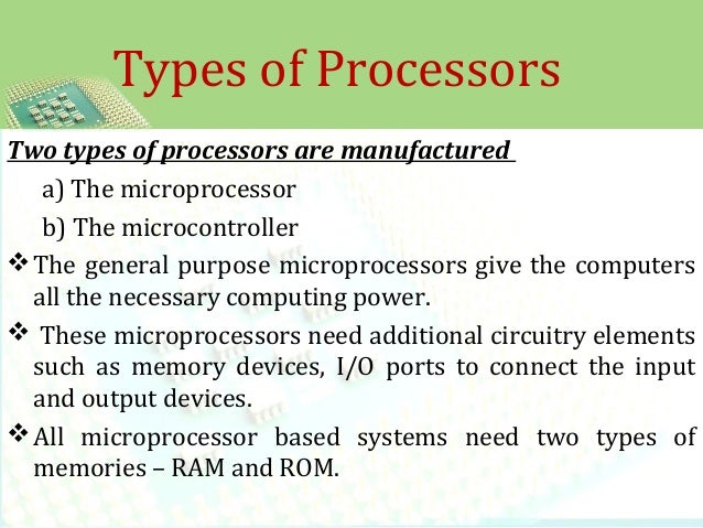 Types And Evolution Of Microprocessor And Interfacing
