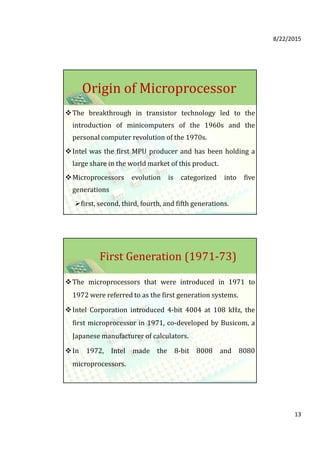 Microprocessors evolution introduction to microprocessor | PDF