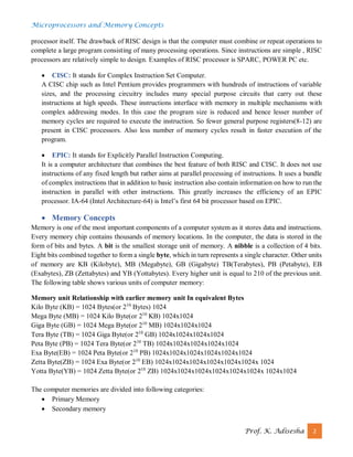 Microprocessors and memory concepts | PDF