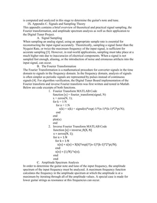 Digital Tuner Project Final Report | PDF