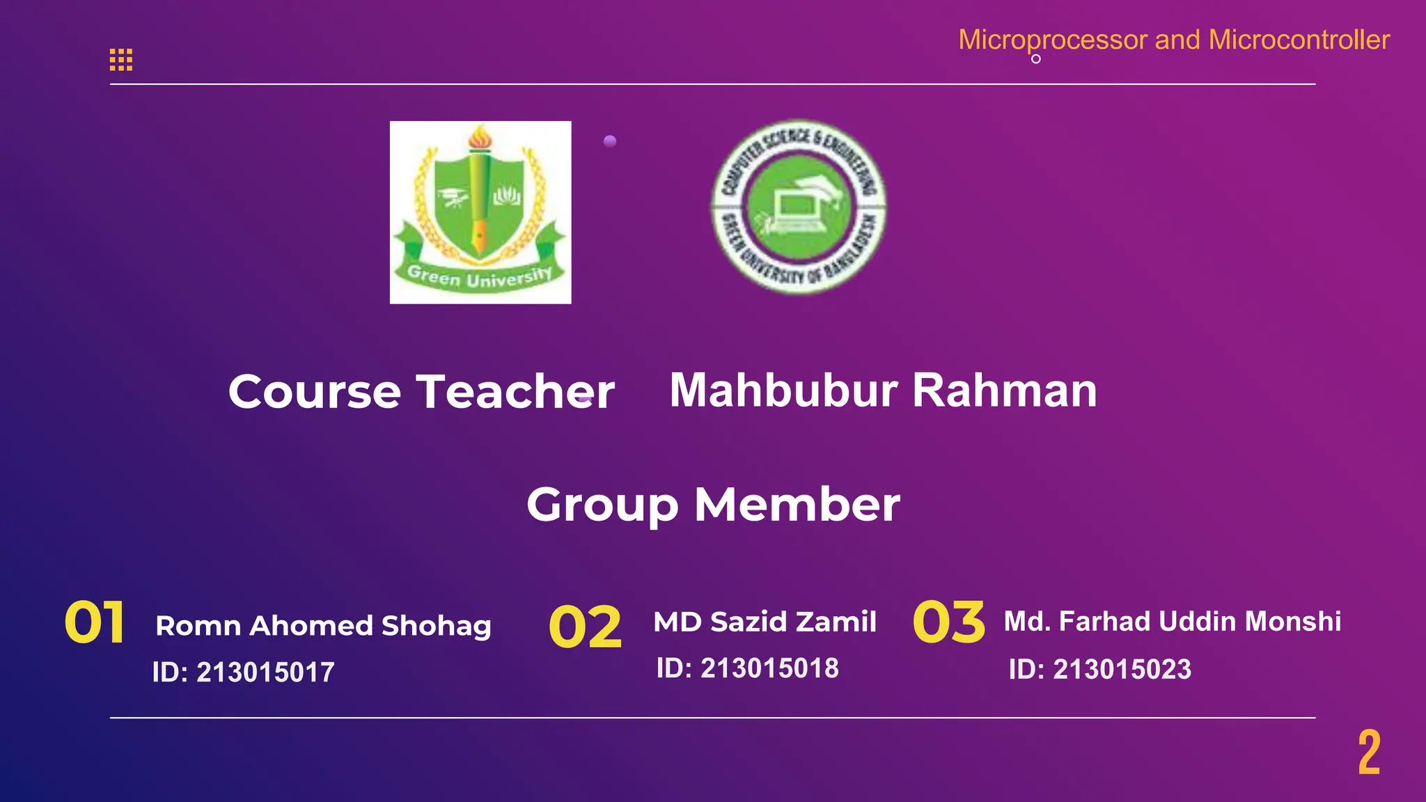 Peripheral Interfacing with Microcontrollers cse 303 MD SAZID ZAMIL ...