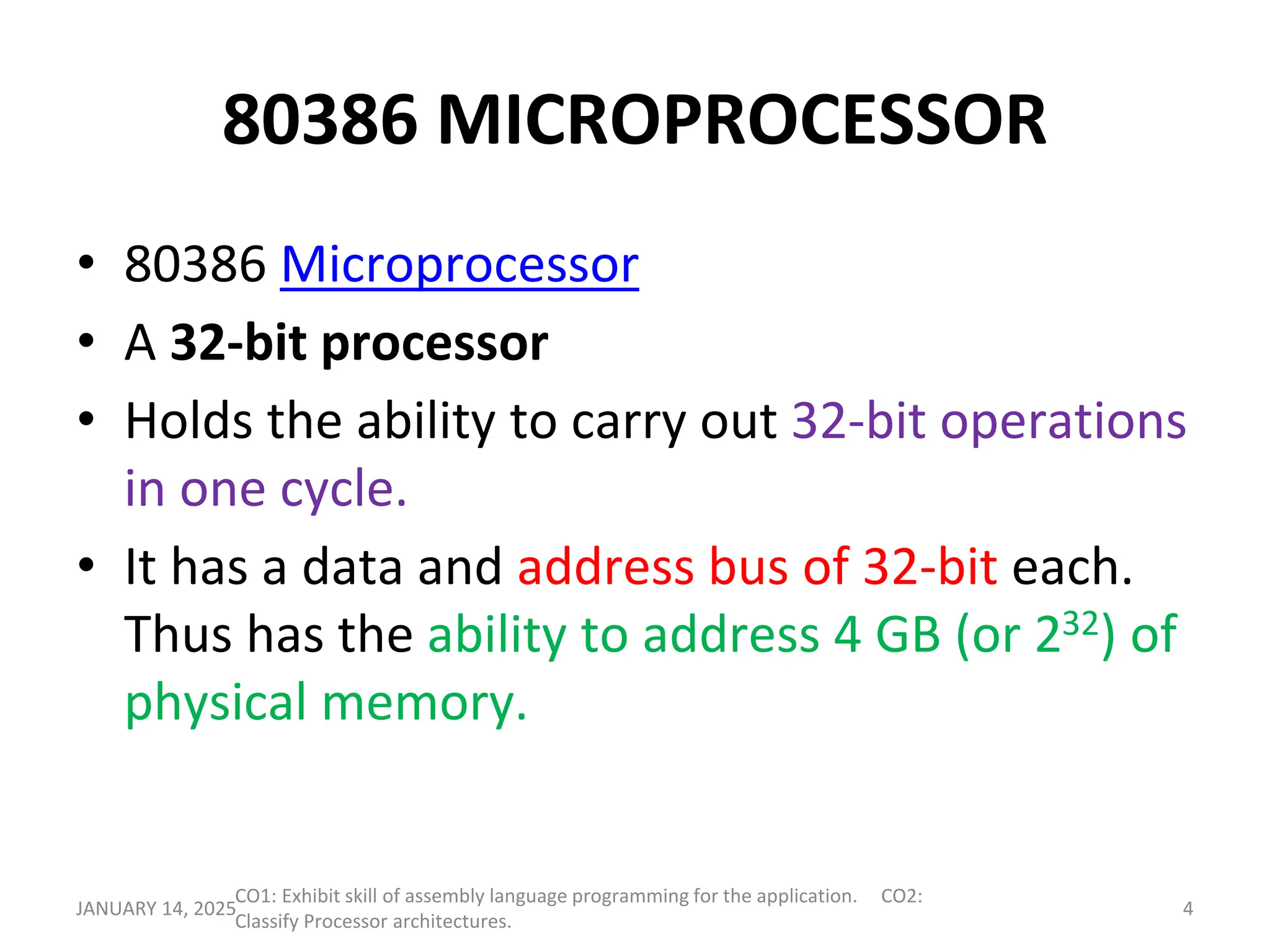 ARCHITECTURE OF 80386 IN DETAIL SPPU COMPUTER ENGINEERING SEM 4 | PPT