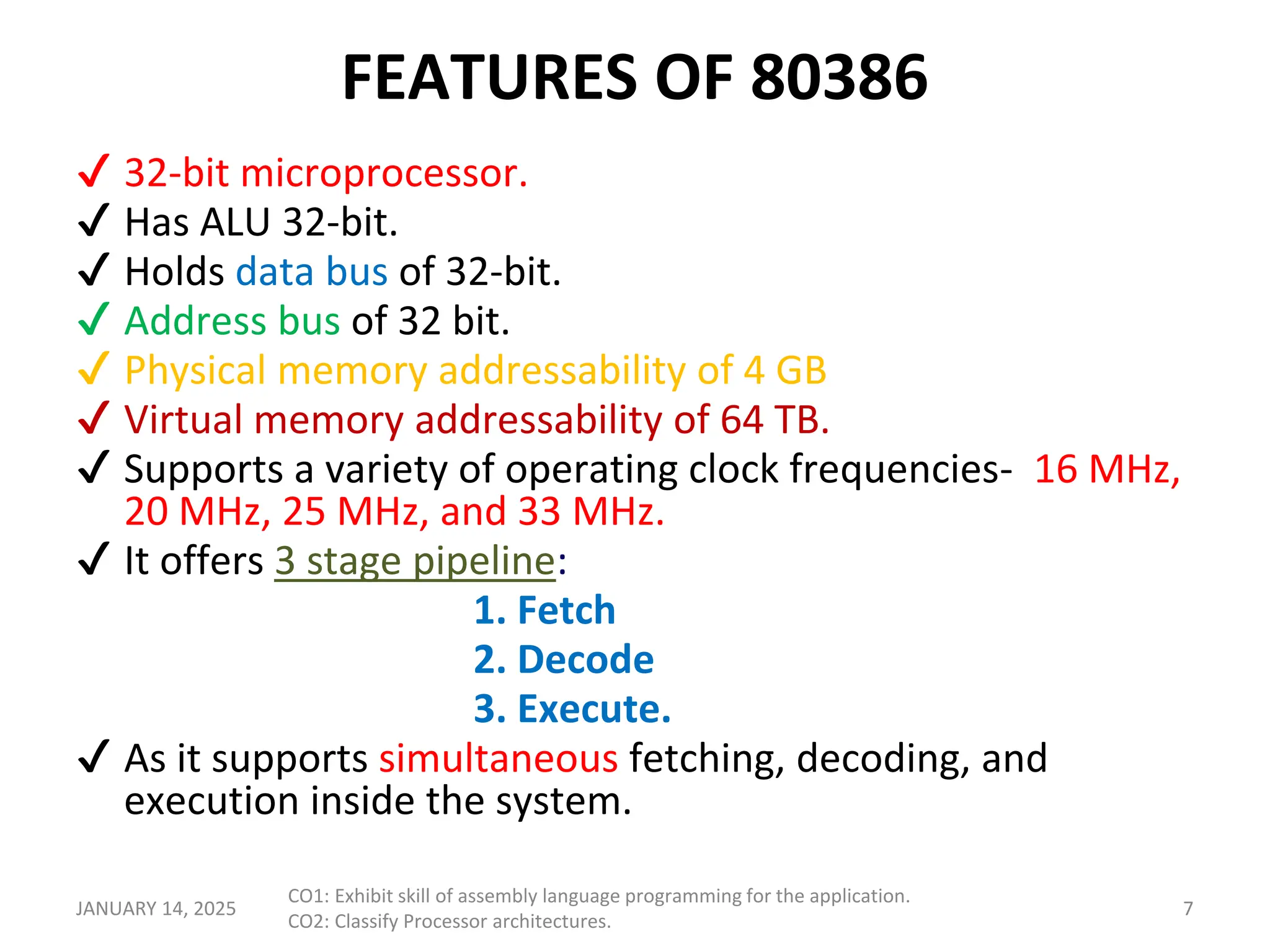 ARCHITECTURE OF 80386 IN DETAIL SPPU COMPUTER ENGINEERING SEM 4 | PDF