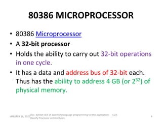 ARCHITECTURE OF 80386 IN DETAIL SPPU COMPUTER ENGINEERING SEM 4 | PDF