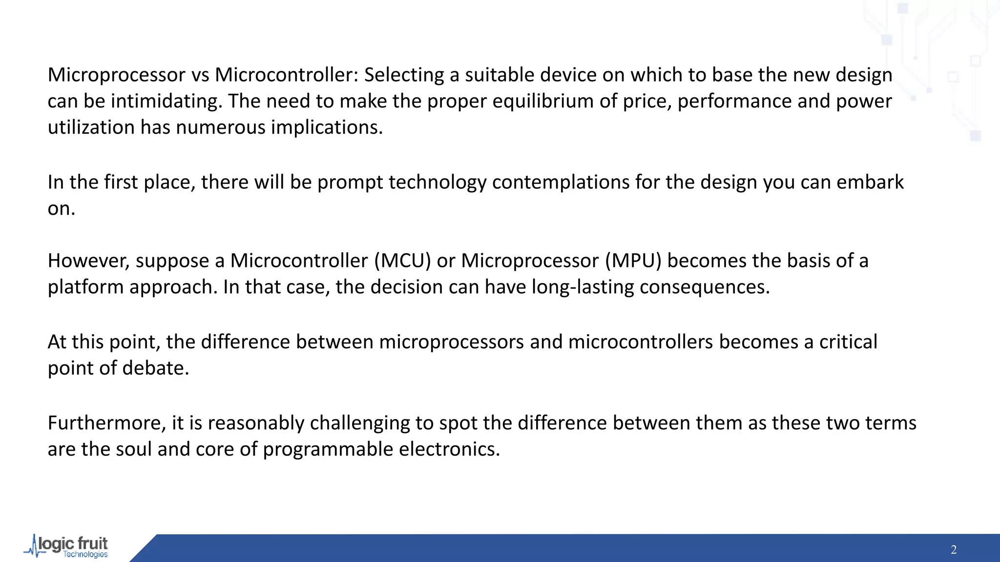 Microprocessor Vs Microcontroller An Overview Ppt