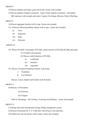 Micro project co 3 i 22 question | PDF | Databases | Computer Software and Applications
