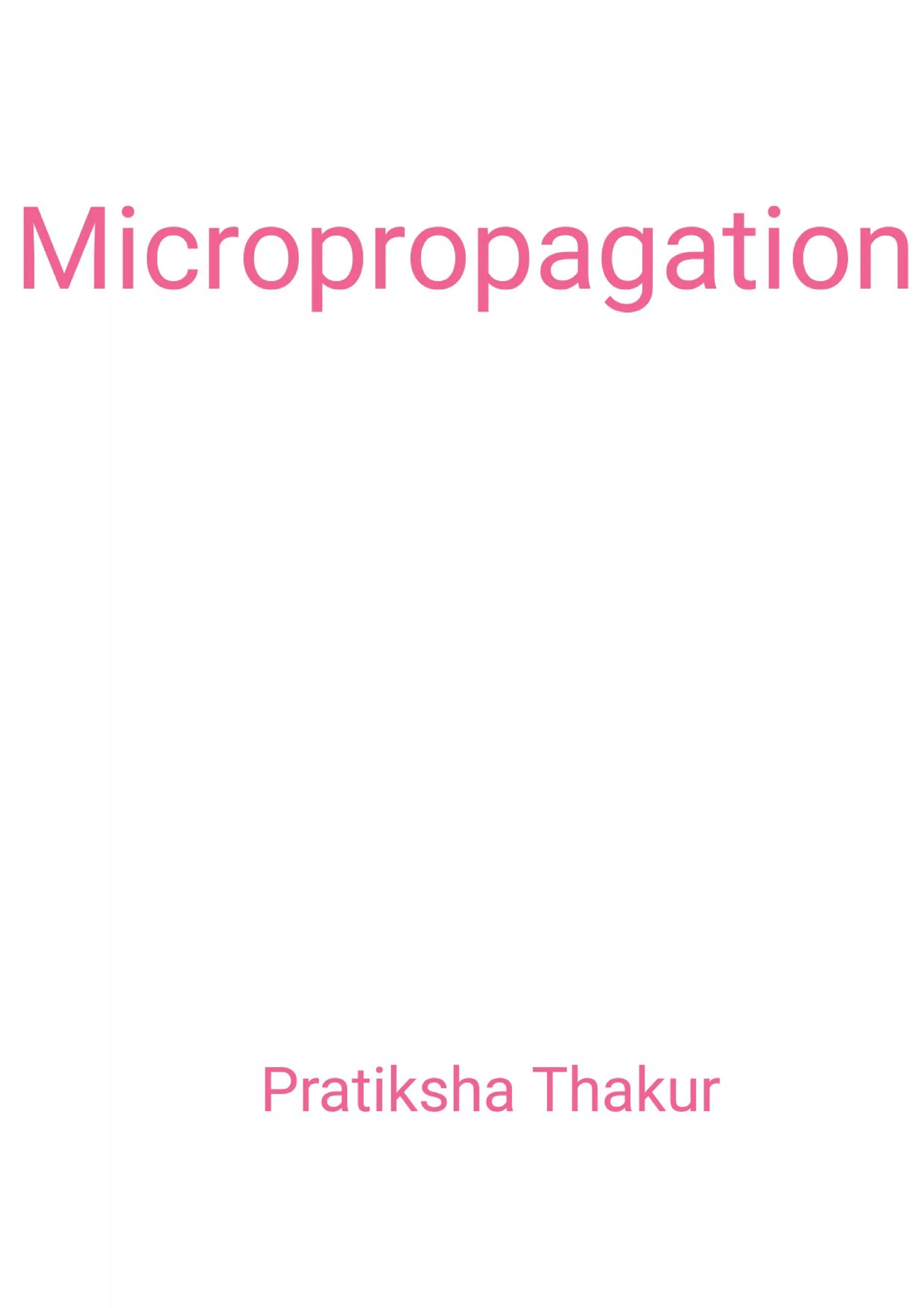 Micropropagation | PDF