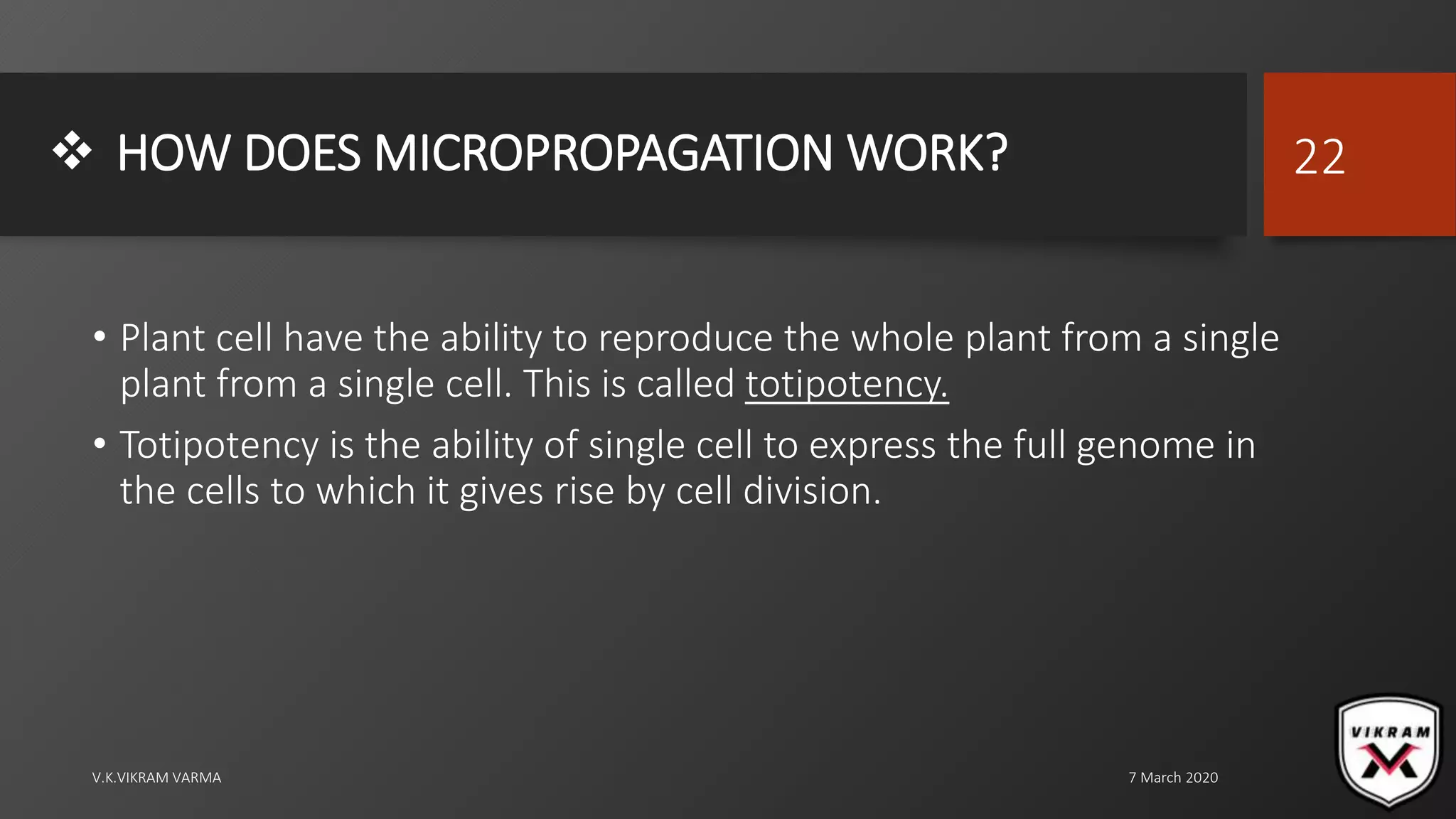 MICROPROPAGATION OF MEDICINAL & AROMATIC PLANTS / CLONAL PROPAGATION | PPTX