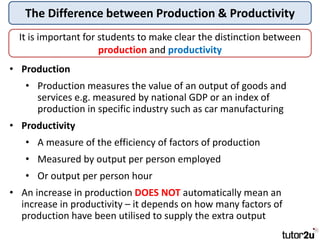 Tutor2u - Production, Productivity and Costs | PPTX