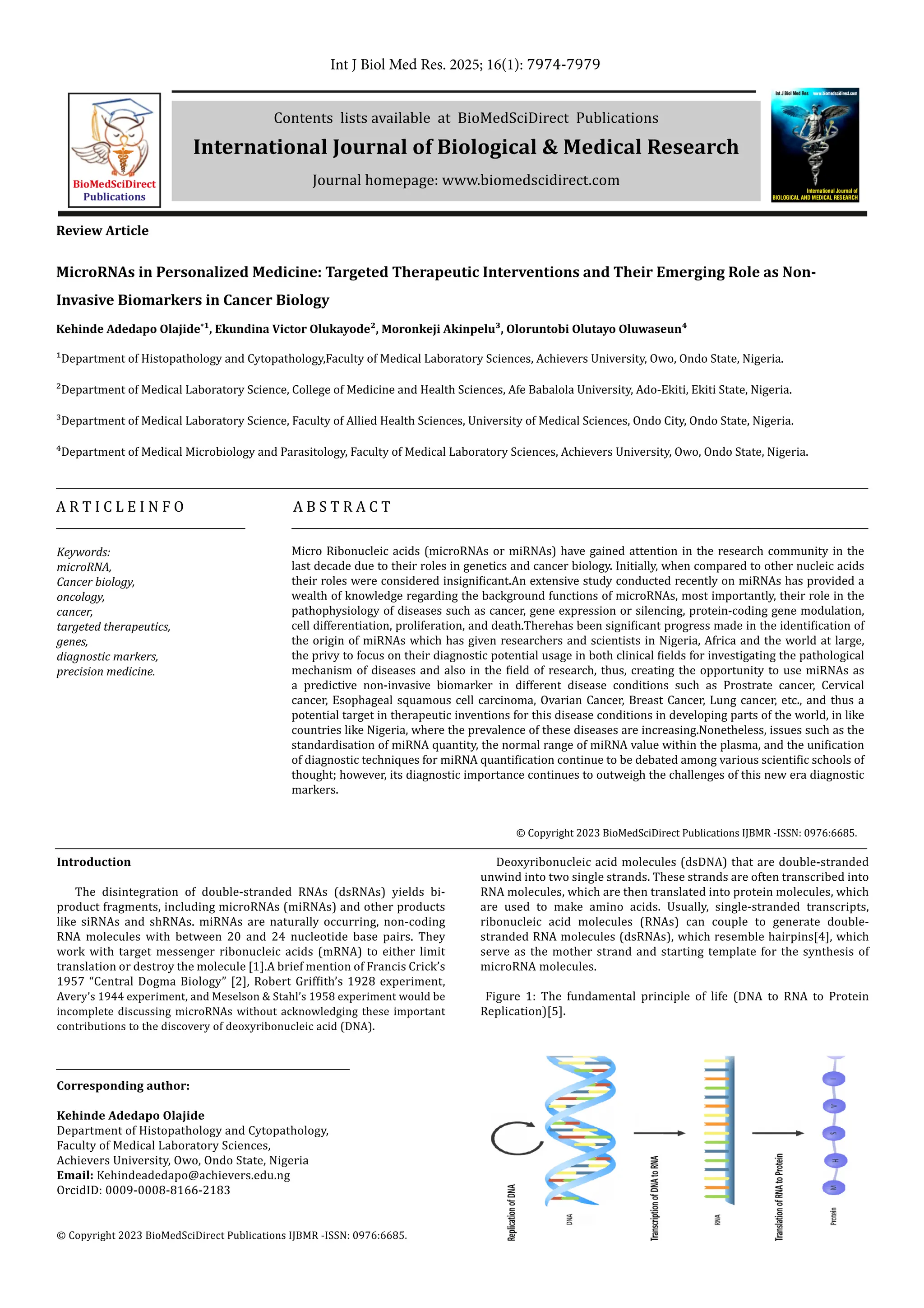 MicroRNAs in Personalized Medicine: Targeted Therapeutic Interventions ...