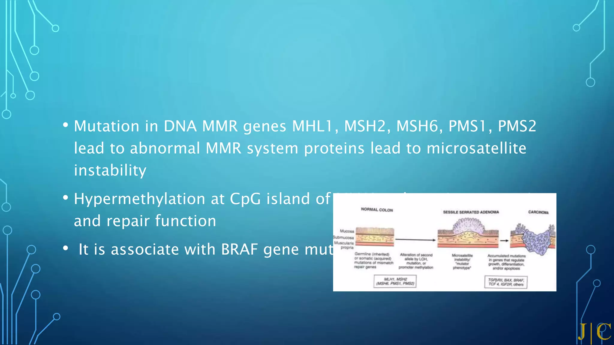 Microsatellite instability pathway and molecular genetics of colorectal cancer | PPTX