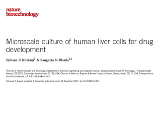 Microscale culture of human liver cells for drug development | PPTX ...