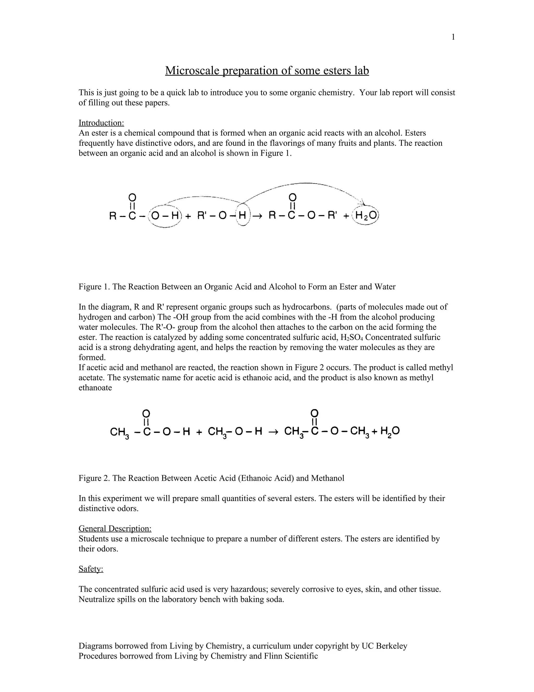 Chemistry - Microscale Preparation of Some Esters Lab | DOC