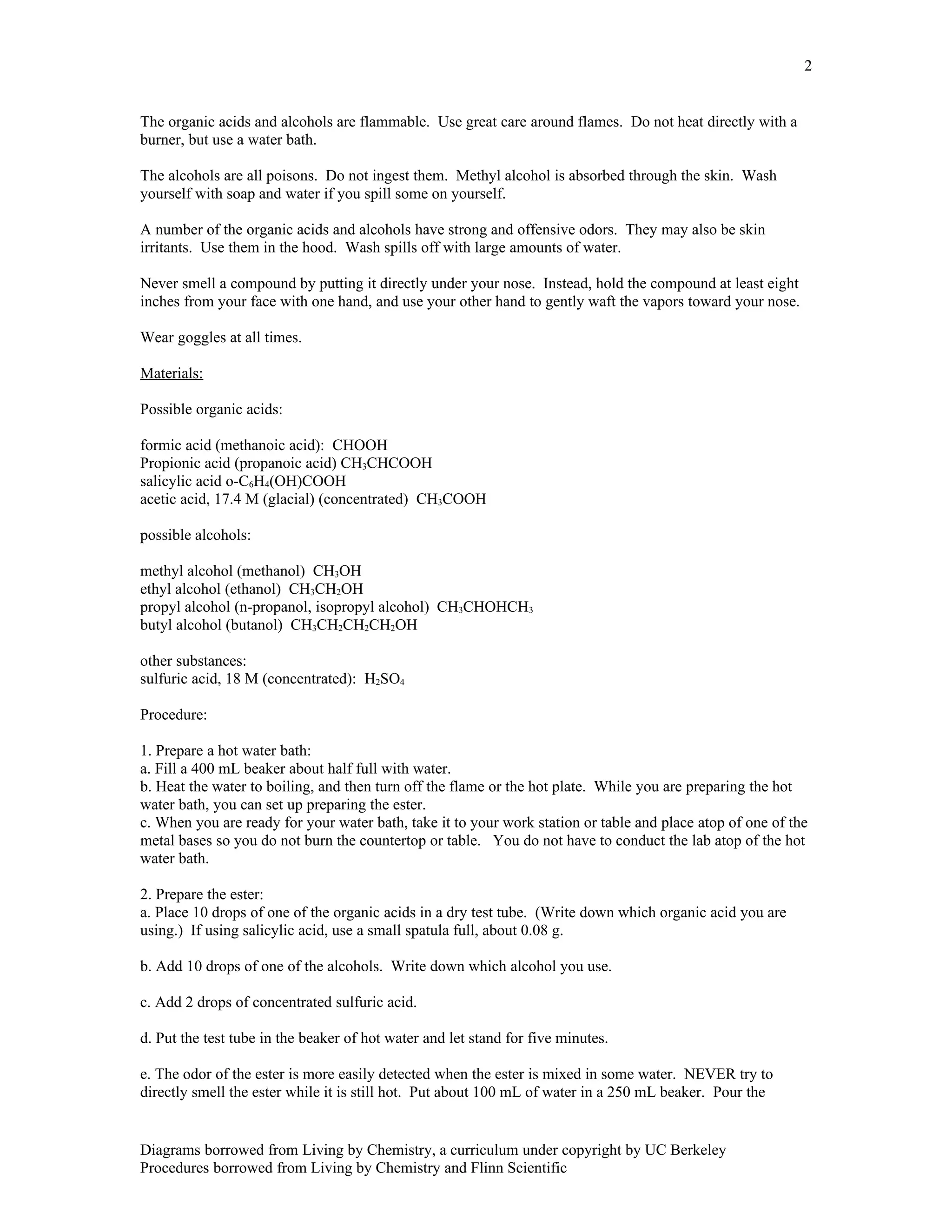 Chemistry - Microscale Preparation of Some Esters Lab | DOC