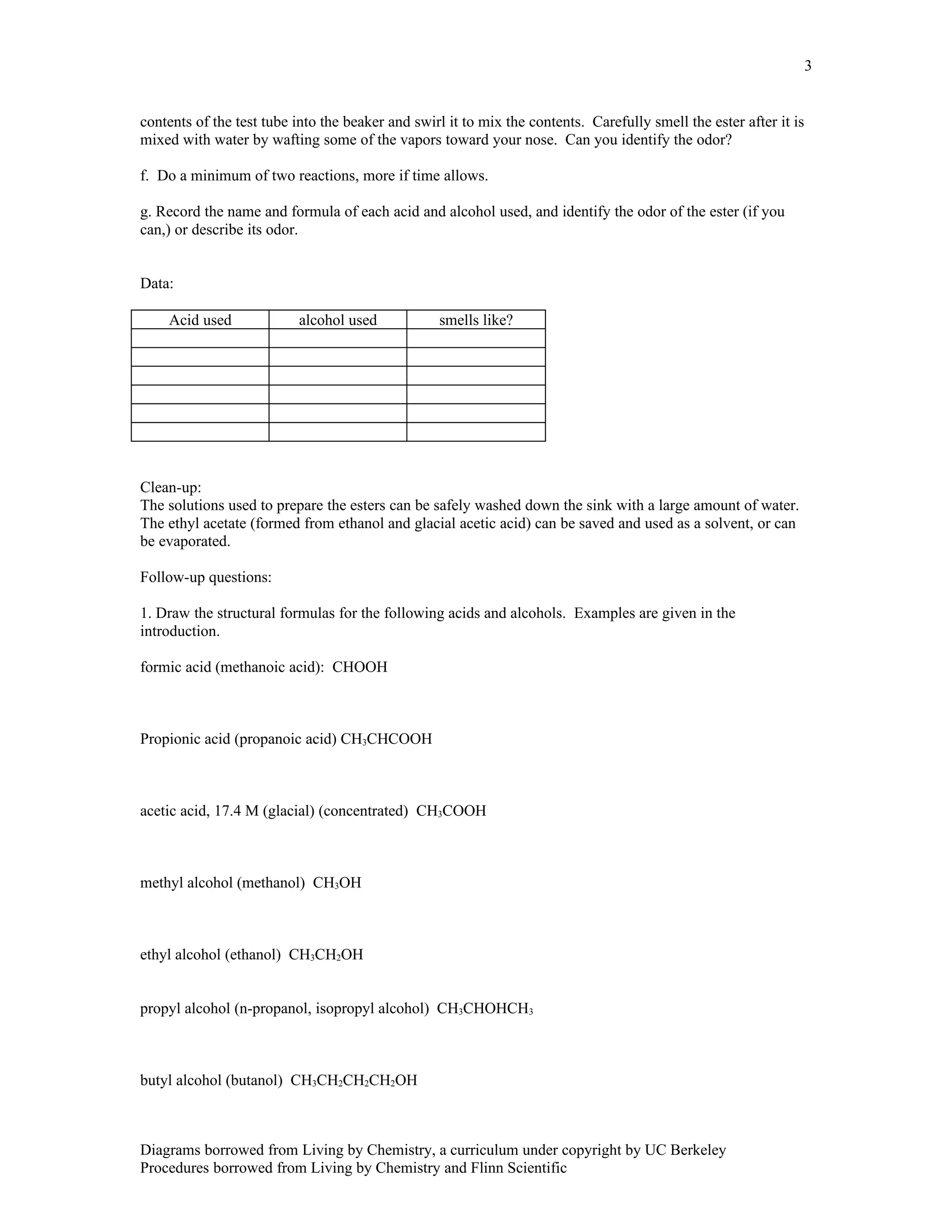 Chemistry - Microscale Preparation of Some Esters Lab | DOC