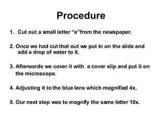 Microscope Lab Letter E