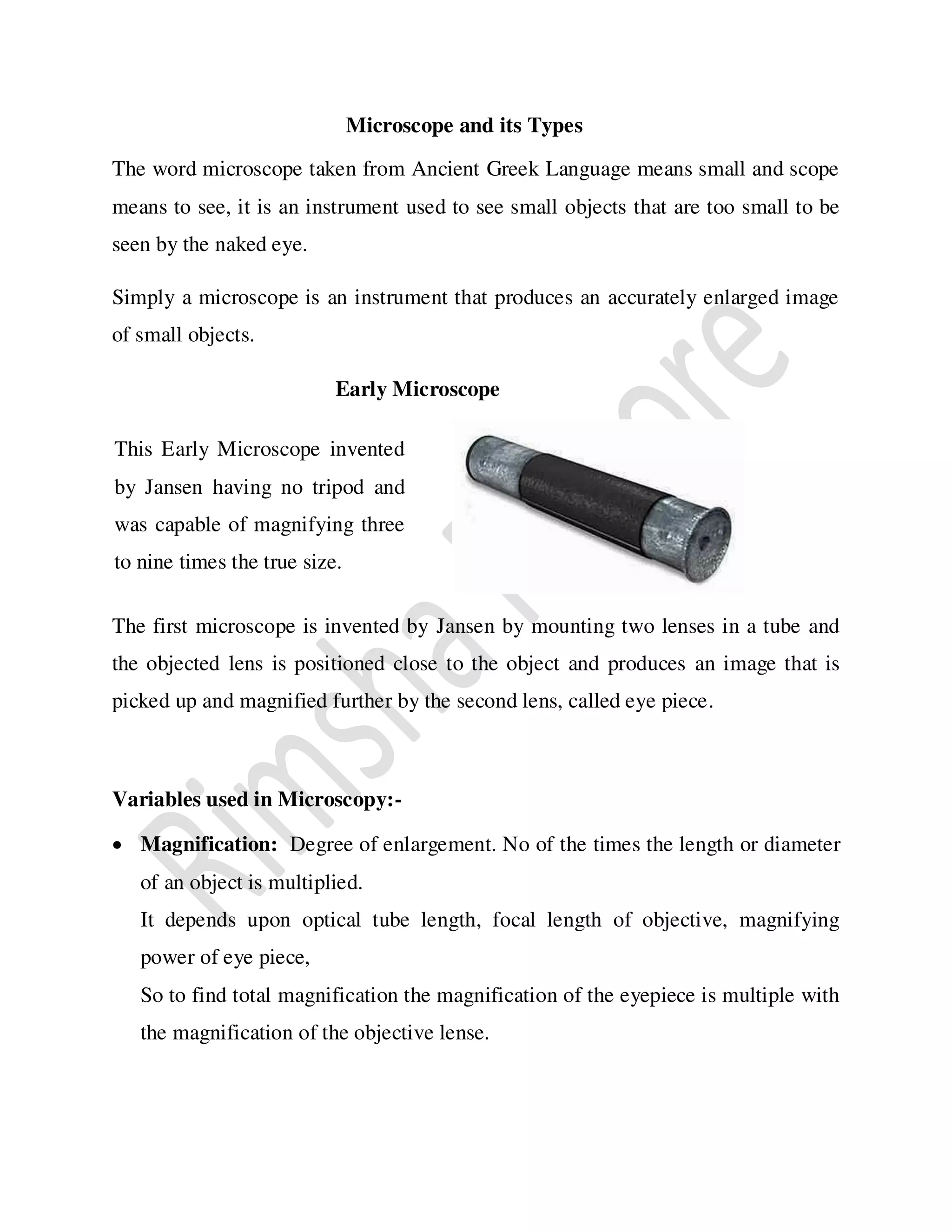 Microscope and types of microscope | PDF