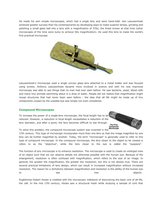 Microscope history | DOCX | Photography | Arts and Crafts