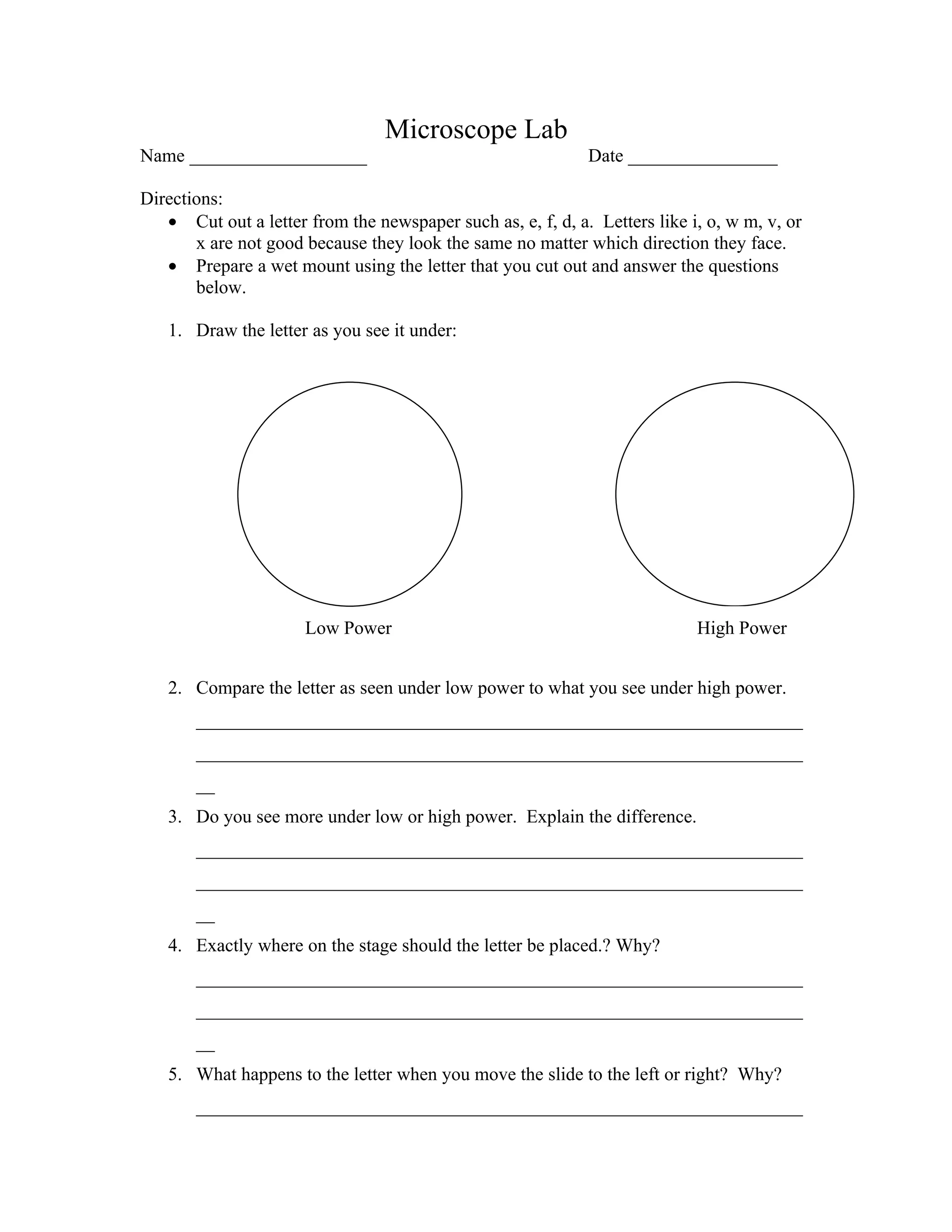 Microscope Lab | DOC | Photography | Arts and Crafts