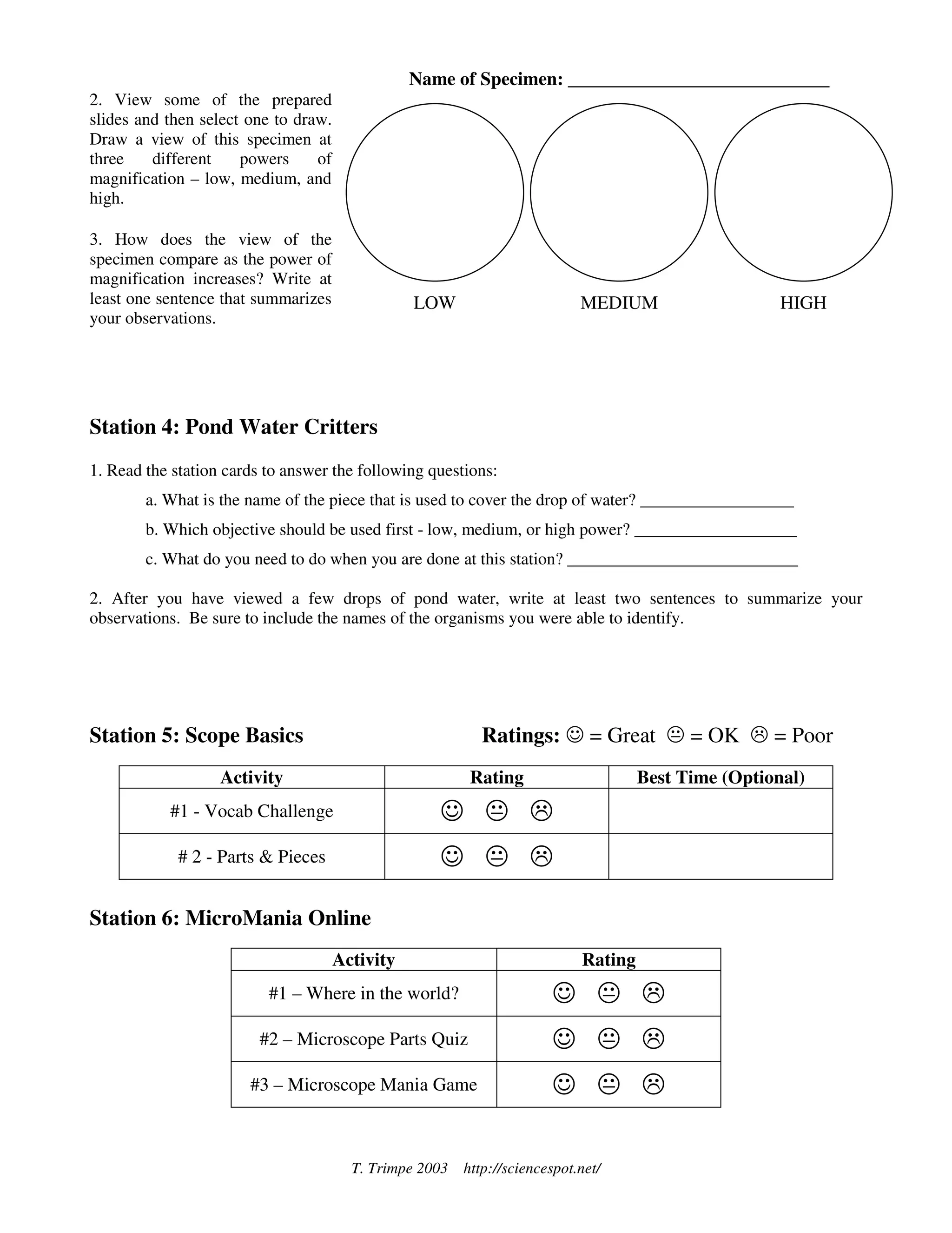 Microscope Mania Lab Sheet | PDF | Physics | Science