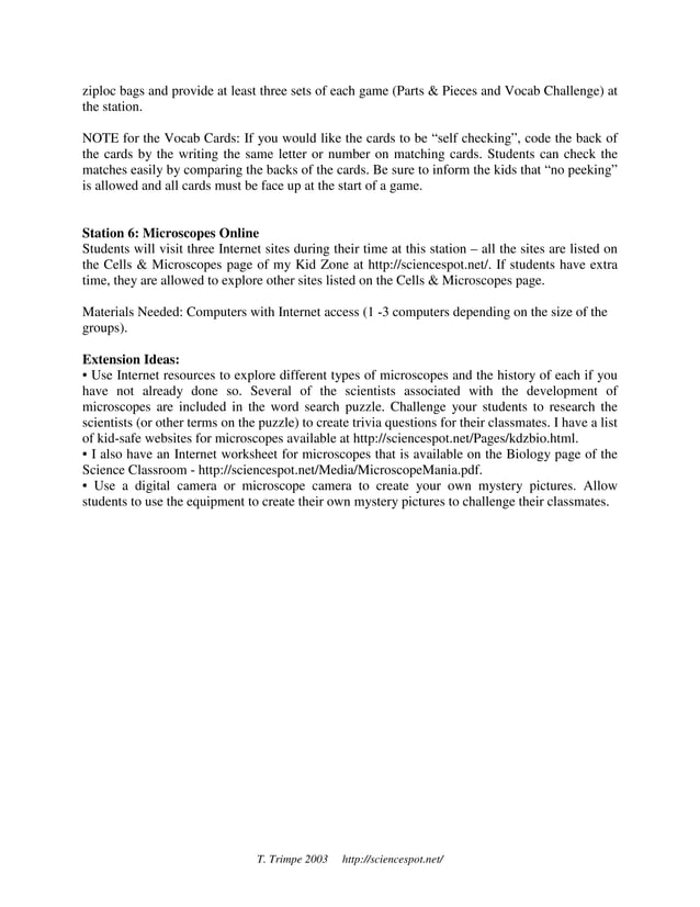 Microscope Mania Teacherinfo | PDF