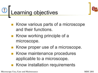 MICROSCOPE USE AND MAINTENANCE(REVISED and CURRENT).ppt
