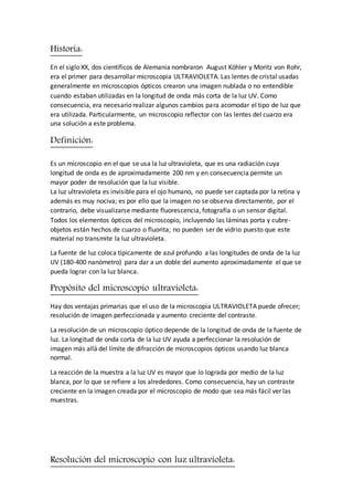 Microscopia de luz ultravioleta | DOCX