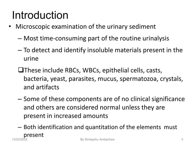 Microscopic examination of Urine sediments.ppt | Geology | Science
