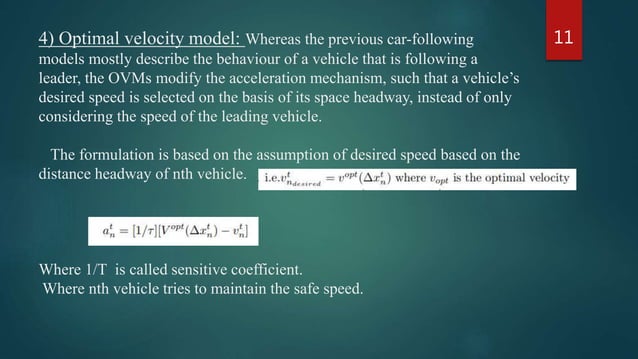 Microscopic traffic stream model | PPTX | Physics | Science