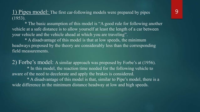 Microscopic traffic stream model | PPTX | Physics | Science