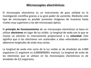 Microscopios electronicos, microscopio electronico de barrido y de ...