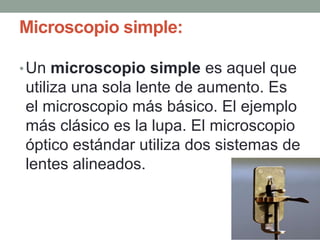 Exposiciones grado 8 Microscopio simple | PPTX