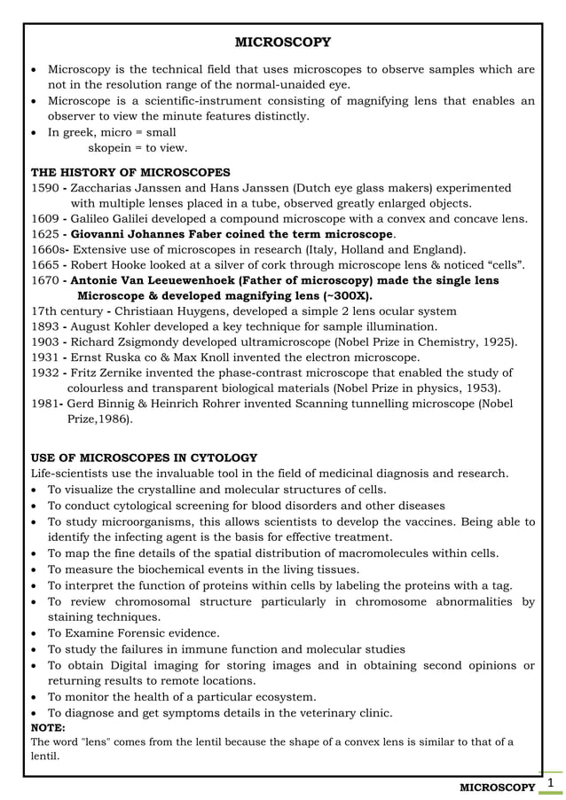 Microscopy - Magnification, Resolving power, Principles, Types and ...
