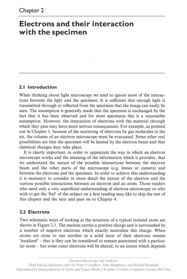 Electrons and their interaction with the specimen | PDF | Chemistry | Science