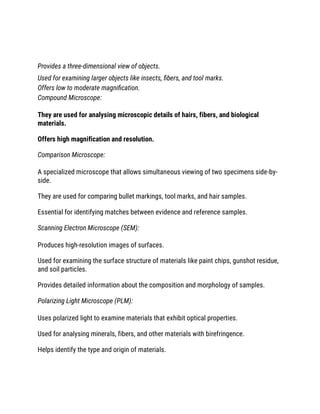 Microscopy Forensic Science microscopy principle and application | PDF
