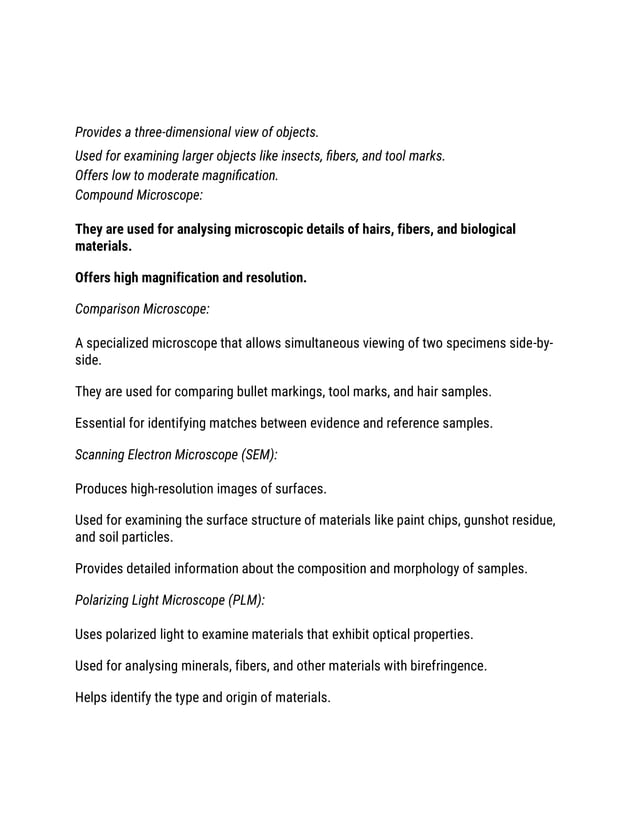 Microscopy Forensic Science microscopy principle and application | PDF