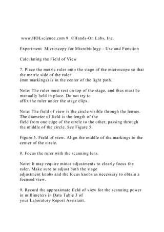 Microscopy for Microbiology – Use and FunctionHands-On L.docx