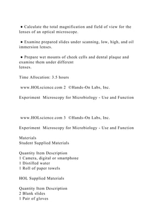 Microscopy for Microbiology – Use and FunctionHands-On L.docx
