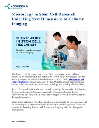 Microscopy in Stem Cell Research: Unlocking New Dimensions of Cellular ...