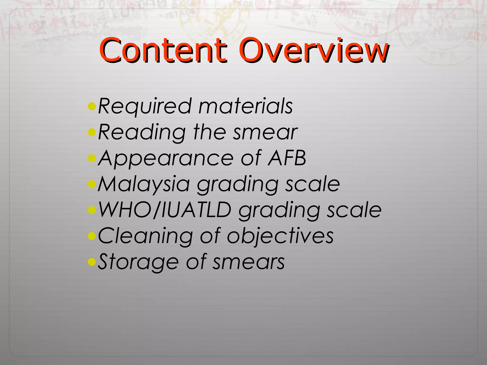 Microscopy smear examination 2014 | PPT | Medical Tests | Medical Health