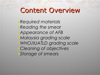 Microscopy smear examination 2014 | PPT