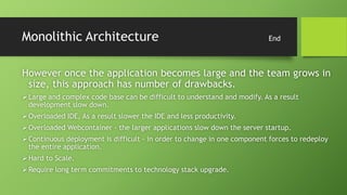 MicroserviceArchitecture in detail over Monolith. | PPT