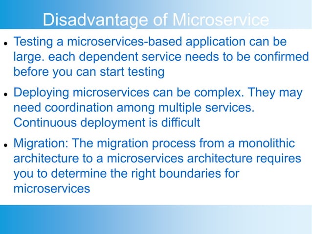 Monolithic and Microservice architecture, Feature of Node JS 10, HTTP2 ...