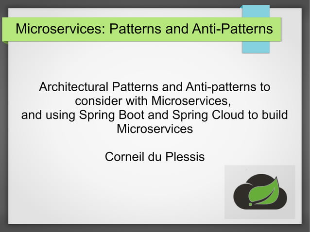 Microservices Patterns And Anti Patterns Ppt