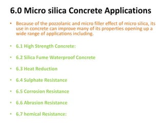 Micro silica in concrete | PPTX