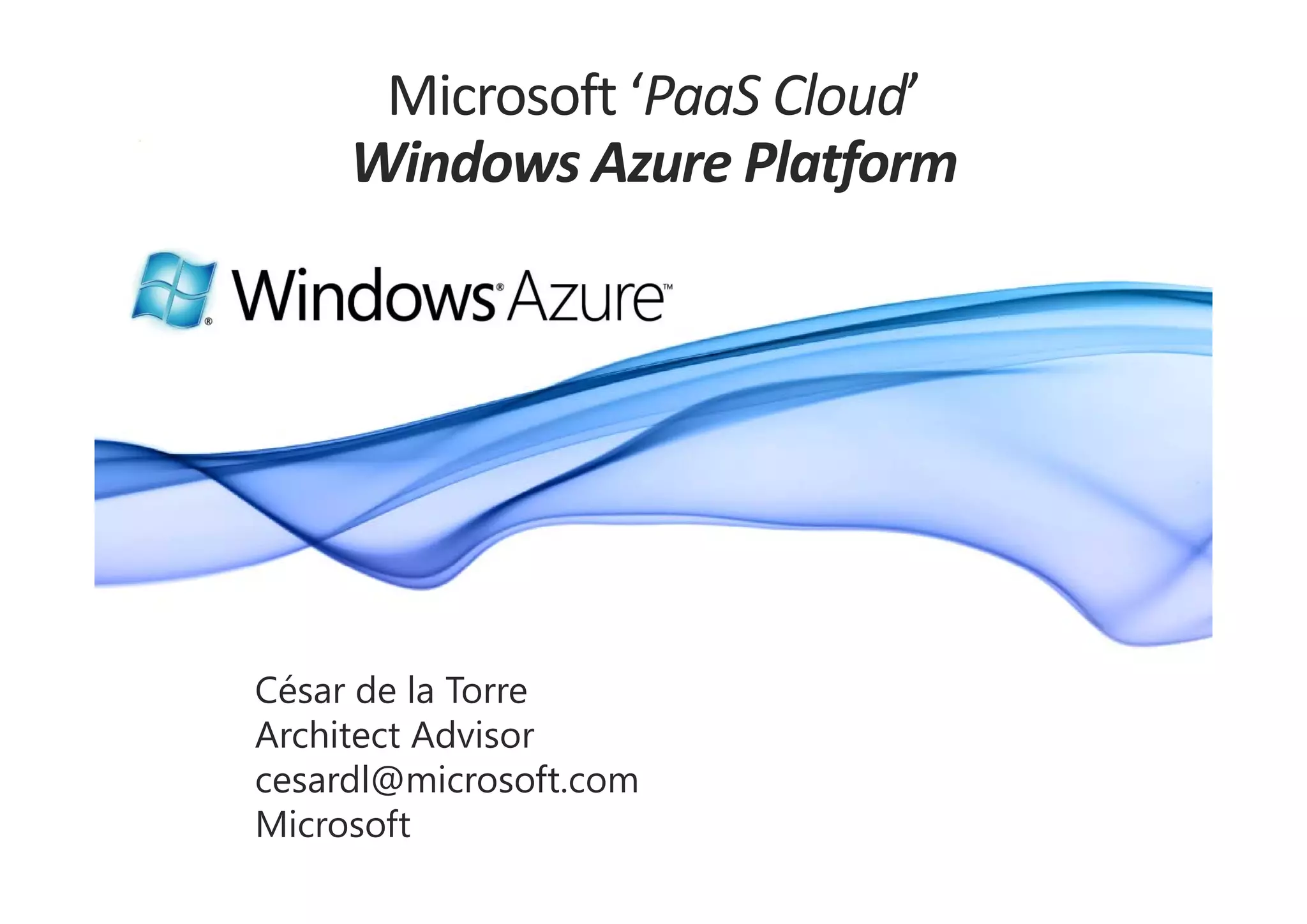 Microsoft PaaS Cloud Windows Azure Platform | PDF | Cloud Computing ...